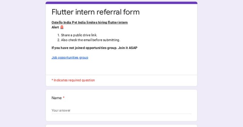 Nawansh Singla on LinkedIn: Flutter intern referral form Nawansh Singla on LinkedIn: Flutter intern referral form