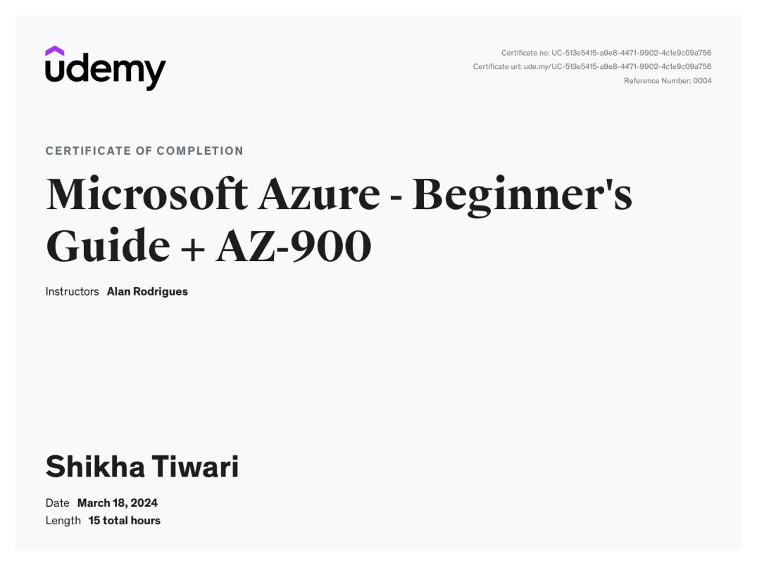 Shikha Tiwari on LinkedIn: Udemy Course Completion Certificate Shikha Tiwari on LinkedIn: Udemy Course Completion Certificate
