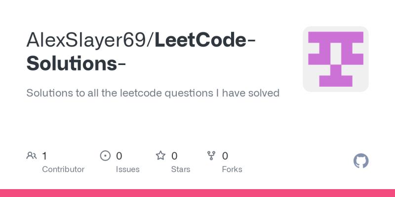Akul V Jha on LinkedIn: GitHub - AlexSlayer69/LeetCode-Solutions ... Akul V Jha on LinkedIn: GitHub - AlexSlayer69/LeetCode-Solutions ...