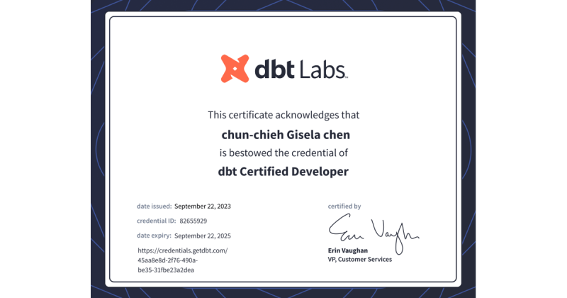 Chun-Chieh Gisela Chen on LinkedIn: dbt Developer • chun-chieh Gisela ... Chun-Chieh Gisela Chen on LinkedIn: dbt Developer • chun-chieh Gisela ...