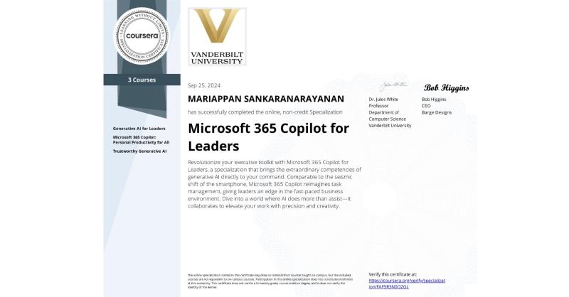 Mariappan Sankaranarayanan on LinkedIn: Completion Certificate for ... Mariappan Sankaranarayanan on LinkedIn: Completion Certificate for ...