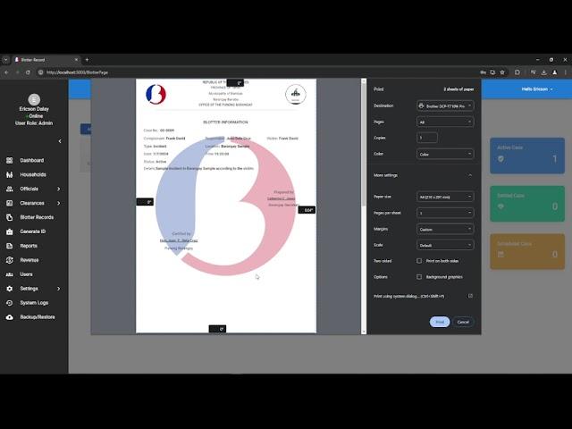 Barangay Management Information System | Ericson Dalay Barangay Management Information System | Ericson Dalay