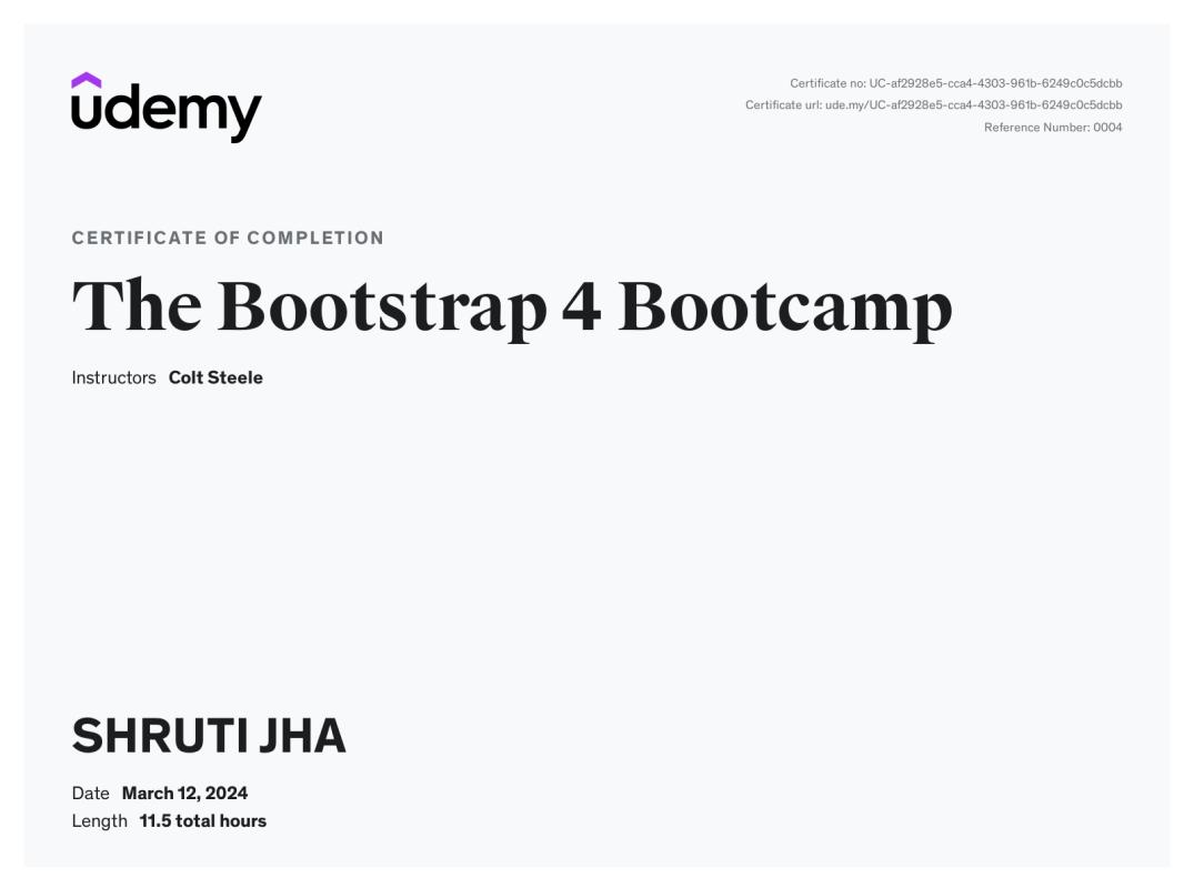 Shruti Jha on LinkedIn: Udemy Course Completion Certificate Shruti Jha on LinkedIn: Udemy Course Completion Certificate