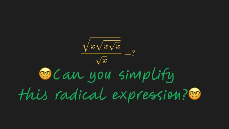 Math Centric Mind on LinkedIn: Can you simplify this radical expression? Math Centric Mind on LinkedIn: Can you simplify this radical expression?