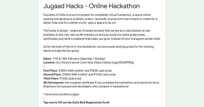 Deeksha Raj on LinkedIn: Jugaad Hacks - Online Hackathon Deeksha Raj on LinkedIn: Jugaad Hacks - Online Hackathon