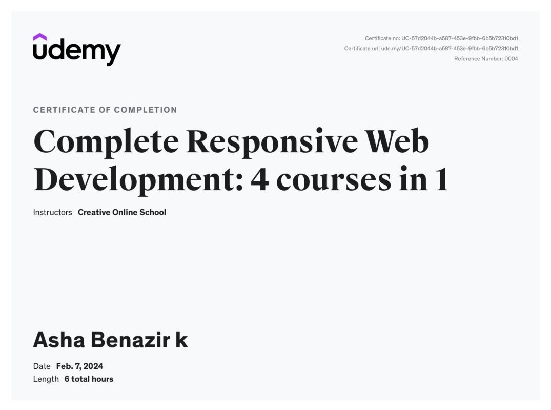 Completion of 'Complete Responsive Web Development: 4-in-1 | Asha ... Completion of 'Complete Responsive Web Development: 4-in-1 | Asha ...