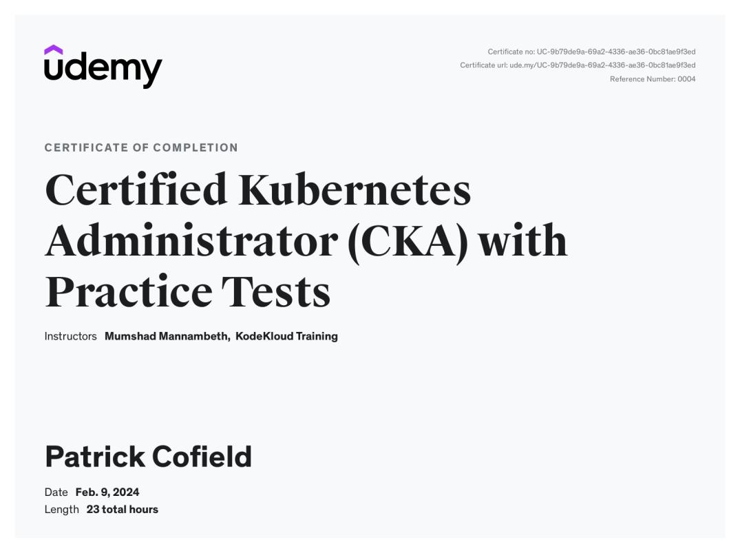 Patrick Cofield on LinkedIn: Udemy Course Completion Certificate Patrick Cofield on LinkedIn: Udemy Course Completion Certificate