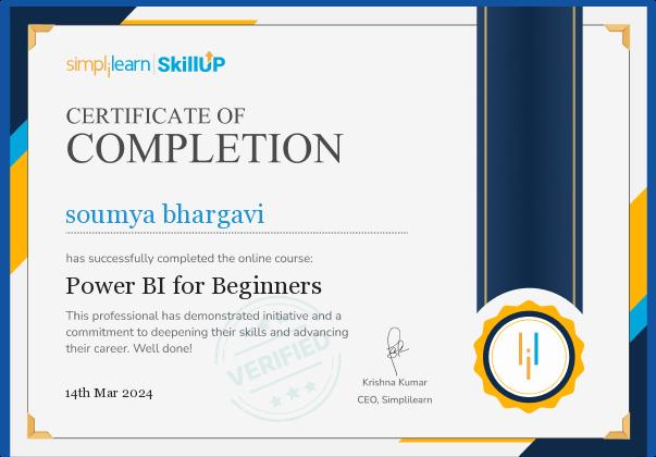 soumya bhargavi has successfully completed the online course Power BI ... soumya bhargavi has successfully completed the online course Power BI ...