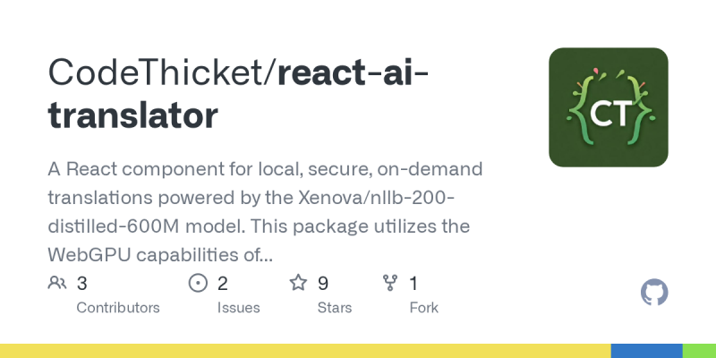 Joel Rajesh on LinkedIn: GitHub - CodeThicket/react-ai-translator: A ... Joel Rajesh on LinkedIn: GitHub - CodeThicket/react-ai-translator: A ...
