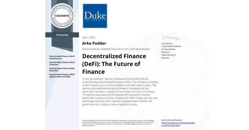 Arka Poddar on LinkedIn: Completion Certificate for Decentralized ... Arka Poddar on LinkedIn: Completion Certificate for Decentralized ...