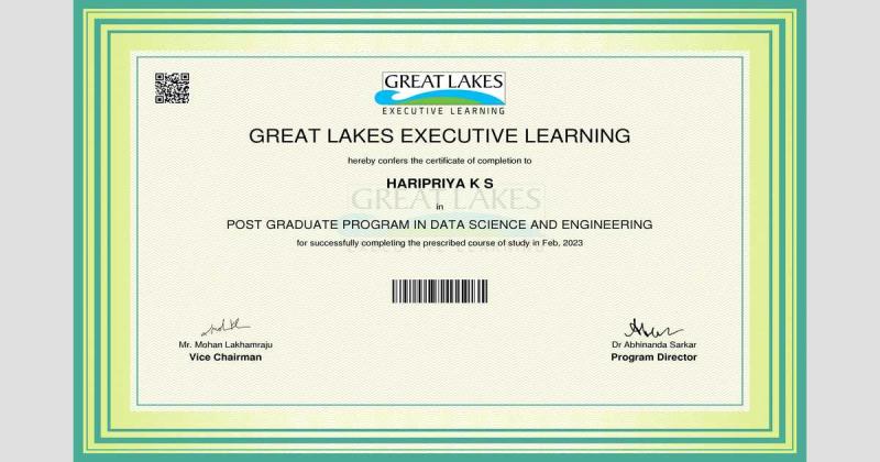 Haripriya K S on LinkedIn: HARIPRIYA K S successfully completed PGP-DSE ... Haripriya K S on LinkedIn: HARIPRIYA K S successfully completed PGP-DSE ...