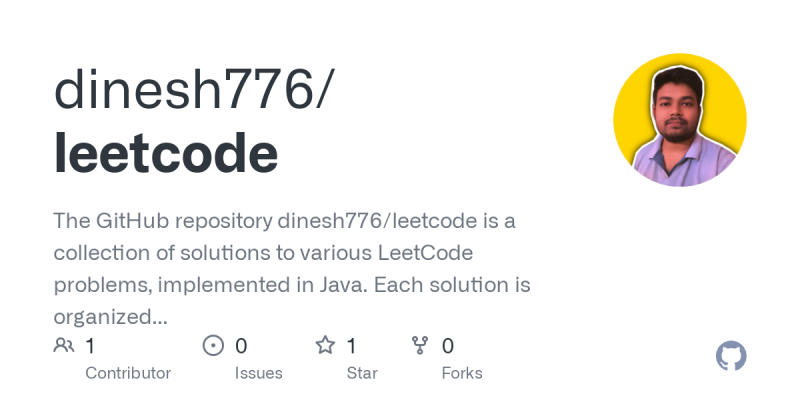 Venkat Naga Sai Dinesh Gorijilli on LinkedIn: GitHub - dinesh776/leetcode Venkat Naga Sai Dinesh Gorijilli on LinkedIn: GitHub - dinesh776/leetcode