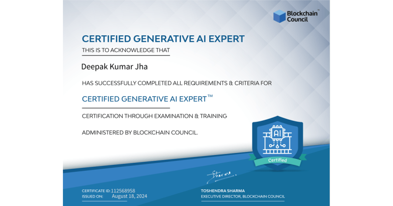Deepak Jha on LinkedIn: Certified Generative AI Expert™ • Deepak Kumar ... Deepak Jha on LinkedIn: Certified Generative AI Expert™ • Deepak Kumar ...