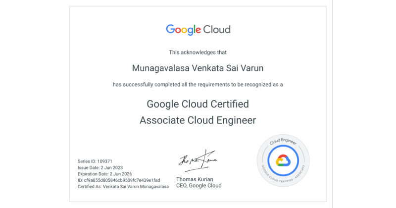 varun munagavalasa on LinkedIn: Associate Cloud Engineer • Venkata Sai ... varun munagavalasa on LinkedIn: Associate Cloud Engineer • Venkata Sai ...