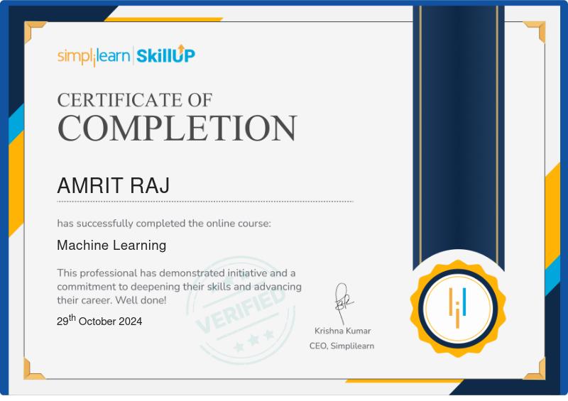 AMRIT RAJ on LinkedIn: AMRIT RAJ has successfully completed the Machine ... AMRIT RAJ on LinkedIn: AMRIT RAJ has successfully completed the Machine ...