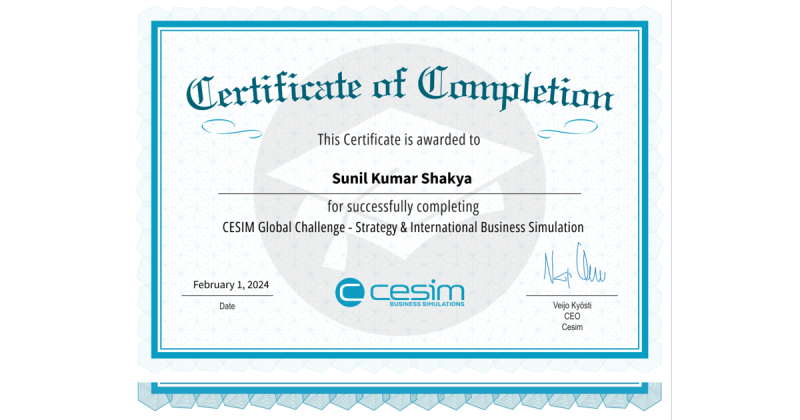 Sunil Kumar Shakya on LinkedIn: CESIM Simulation • Sunil Kumar Shakya ... Sunil Kumar Shakya on LinkedIn: CESIM Simulation • Sunil Kumar Shakya ...