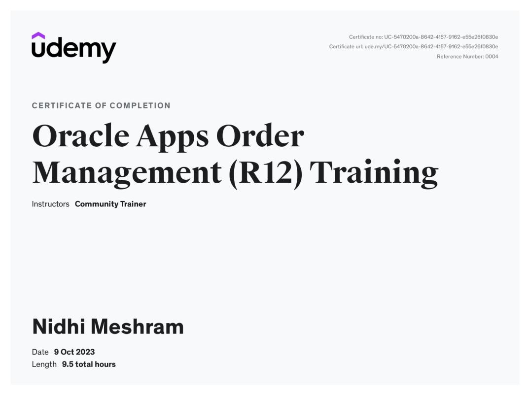 Nidhi Meshram on LinkedIn: Udemy Course Completion Certificate Nidhi Meshram on LinkedIn: Udemy Course Completion Certificate