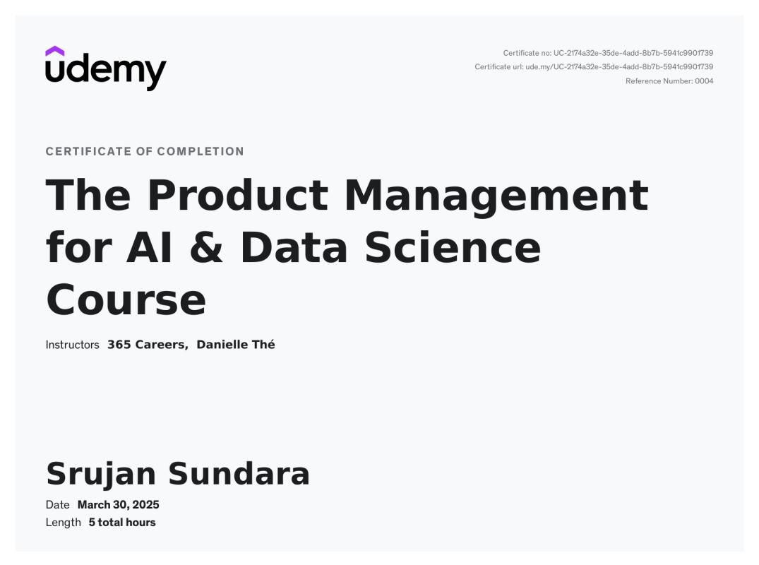 Udemy Course Completion Certificate | Srujan K Sundara Udemy Course Completion Certificate | Srujan K Sundara