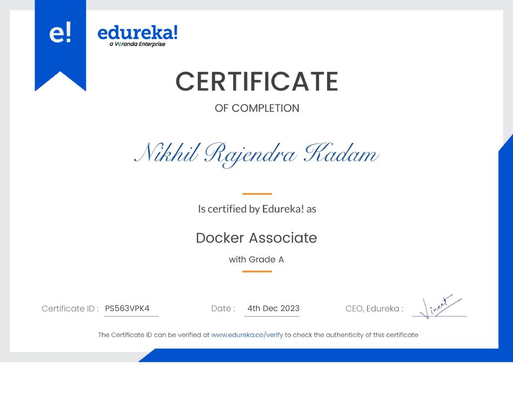 Nikhil Kadam on LinkedIn: Check out Nikhil's Certificate on Docker ... Nikhil Kadam on LinkedIn: Check out Nikhil's Certificate on Docker ...