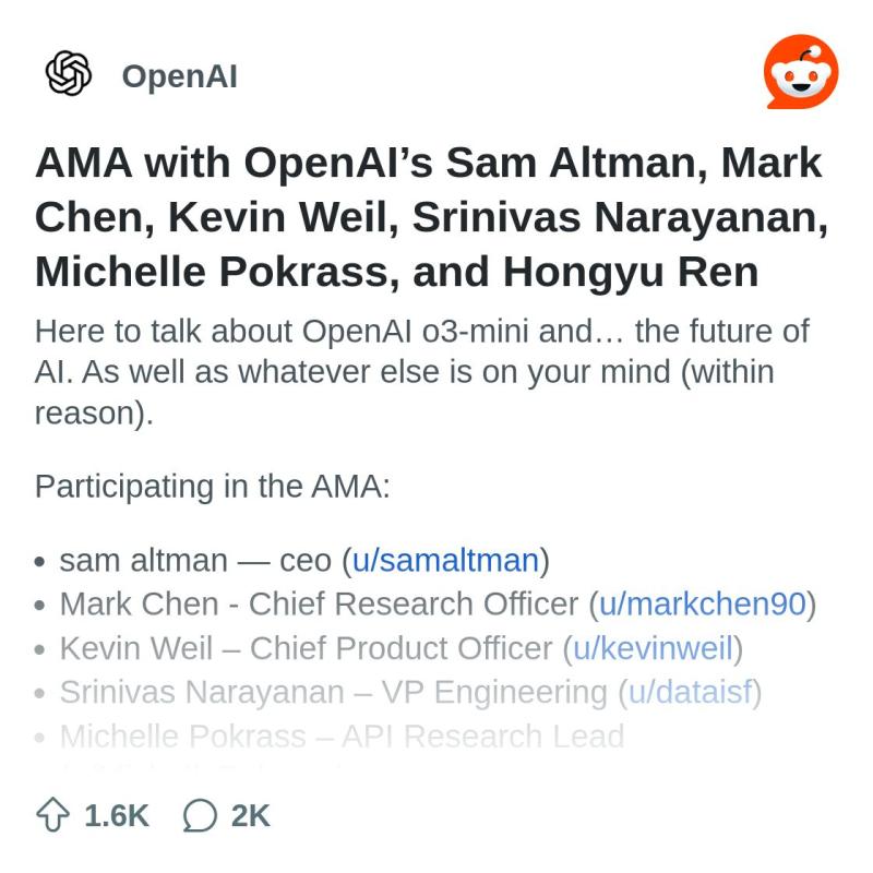 Jamin Ball on LinkedIn: From the OpenAI community on Reddit: AMA with ... Jamin Ball on LinkedIn: From the OpenAI community on Reddit: AMA with ...