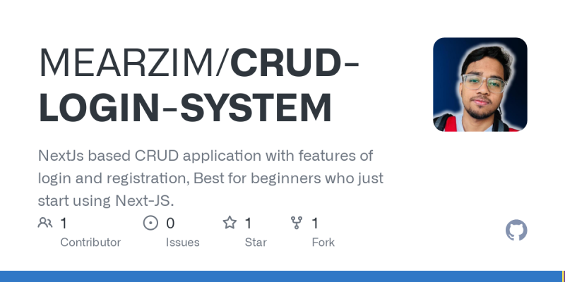 Ayan Saha on LinkedIn: GitHub - MEARZIM/CRUD-LOGIN-SYSTEM: NextJs based ... Ayan Saha on LinkedIn: GitHub - MEARZIM/CRUD-LOGIN-SYSTEM: NextJs based ...