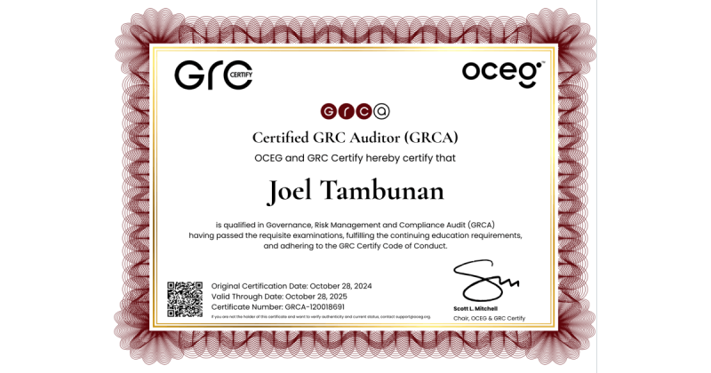 Joel Martin Tambunan, S.H., MPA., CLA., GRCP., GRCA. on LinkedIn: GRC ... Joel Martin Tambunan, S.H., MPA., CLA., GRCP., GRCA. on LinkedIn: GRC ...