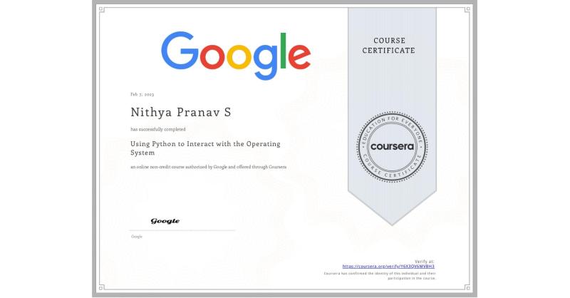 Nithya Pranav S على LinkedIn: Completion Certificate for Using Python ... Nithya Pranav S على LinkedIn: Completion Certificate for Using Python ...