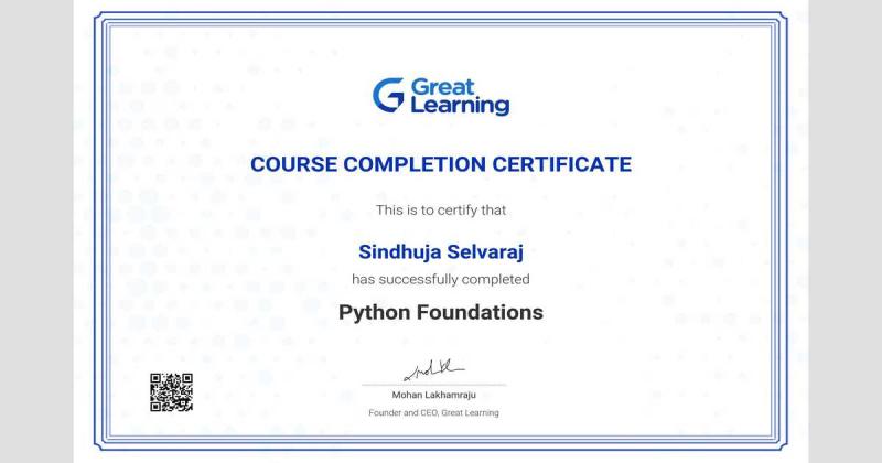 Sindhuja Selvaraj on LinkedIn: Python Foundations completion ... Sindhuja Selvaraj on LinkedIn: Python Foundations completion ...