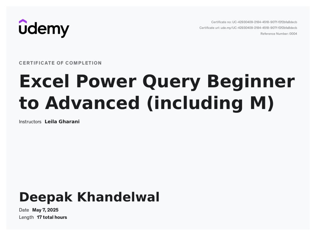 Udemy Course Completion Certificate | Deepak (Deep) Khandelwal Udemy Course Completion Certificate | Deepak (Deep) Khandelwal