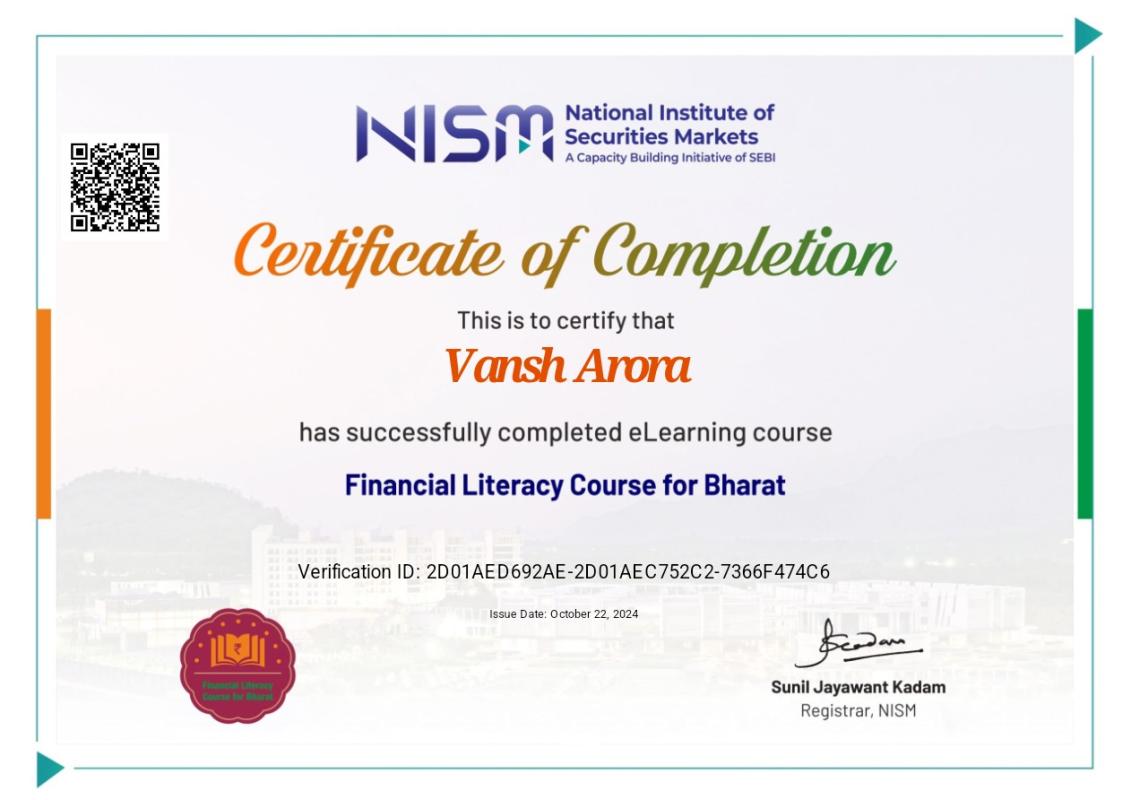 Vansh Arora on LinkedIn: Certificate Vansh Arora on LinkedIn: Certificate