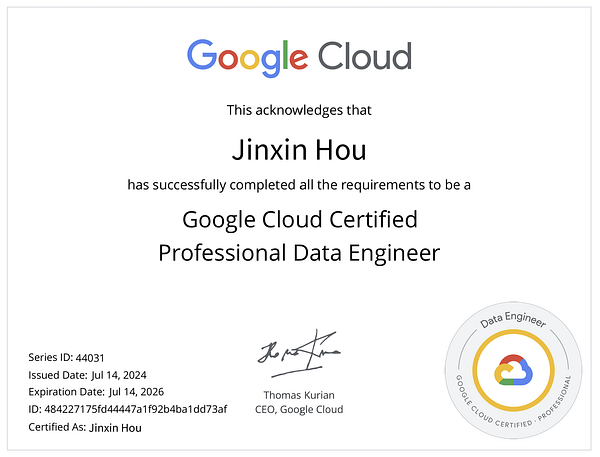 Jinxin Hou on LinkedIn: Prepare and Pass GCP Professional Data Engineer ... Jinxin Hou on LinkedIn: Prepare and Pass GCP Professional Data Engineer ...
