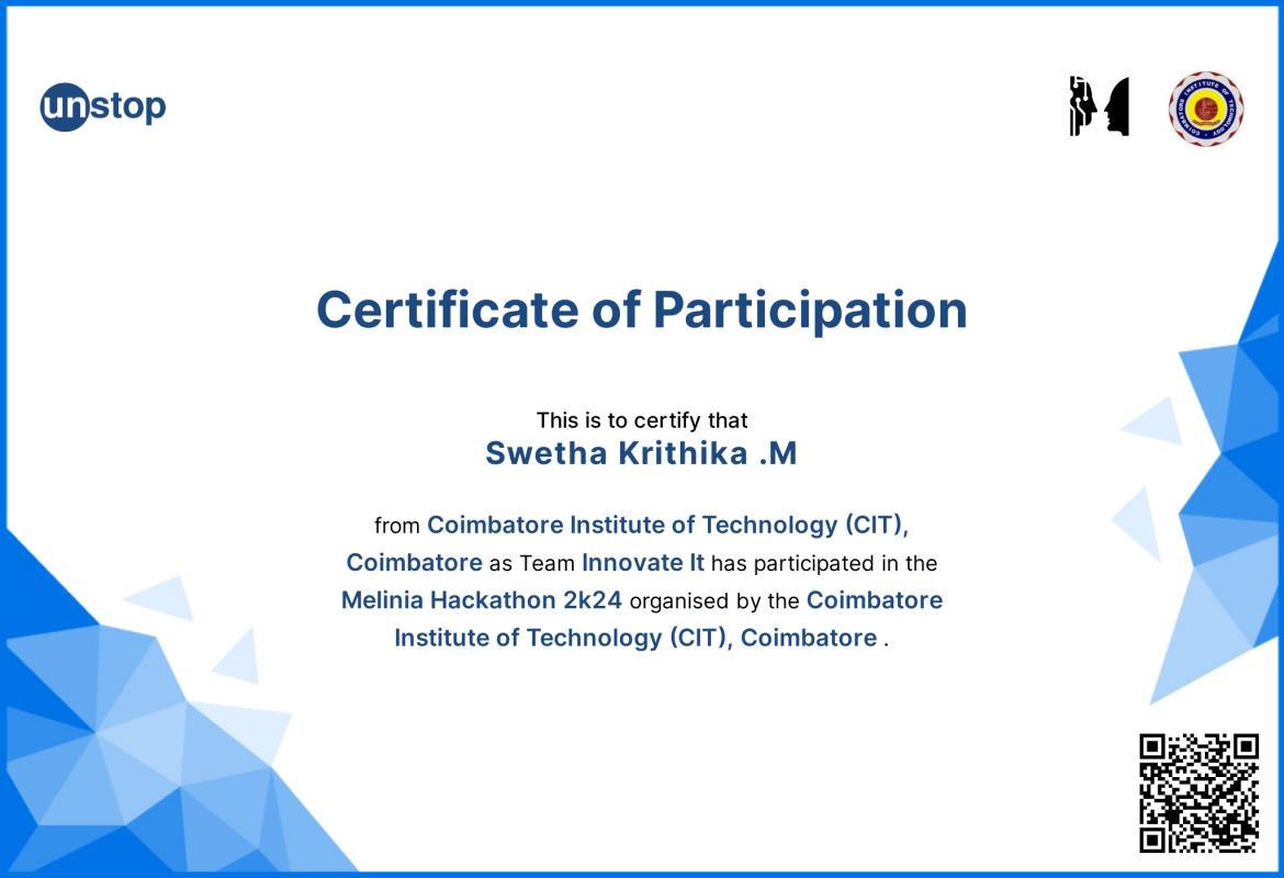 swetha krithika on LinkedIn: Certificate of Participation swetha krithika on LinkedIn: Certificate of Participation
