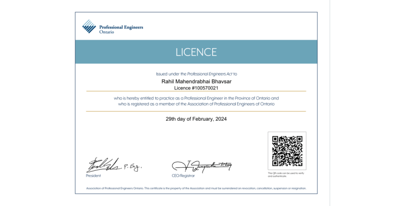 Rahil Bhavsar, P.Eng., M.Eng. on LinkedIn: Professional Engineer ... Rahil Bhavsar, P.Eng., M.Eng. on LinkedIn: Professional Engineer ...