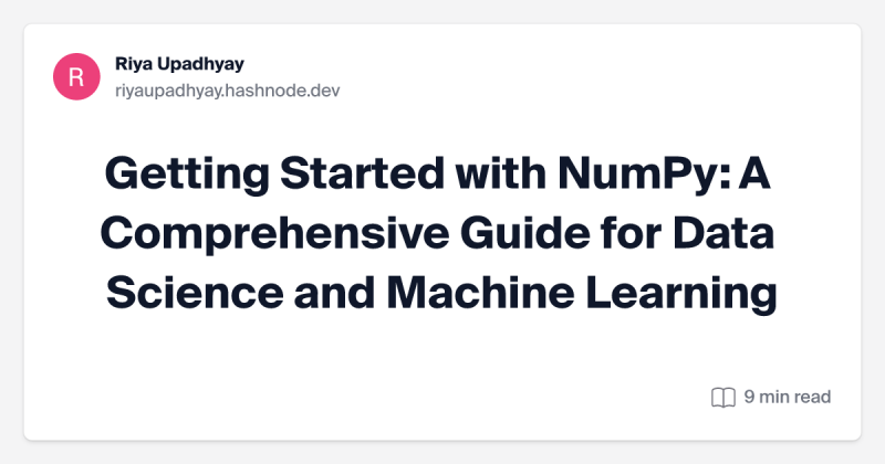 Riya Upadhyay on LinkedIn: Getting Started with NumPy: A Comprehensive ... Riya Upadhyay on LinkedIn: Getting Started with NumPy: A Comprehensive ...