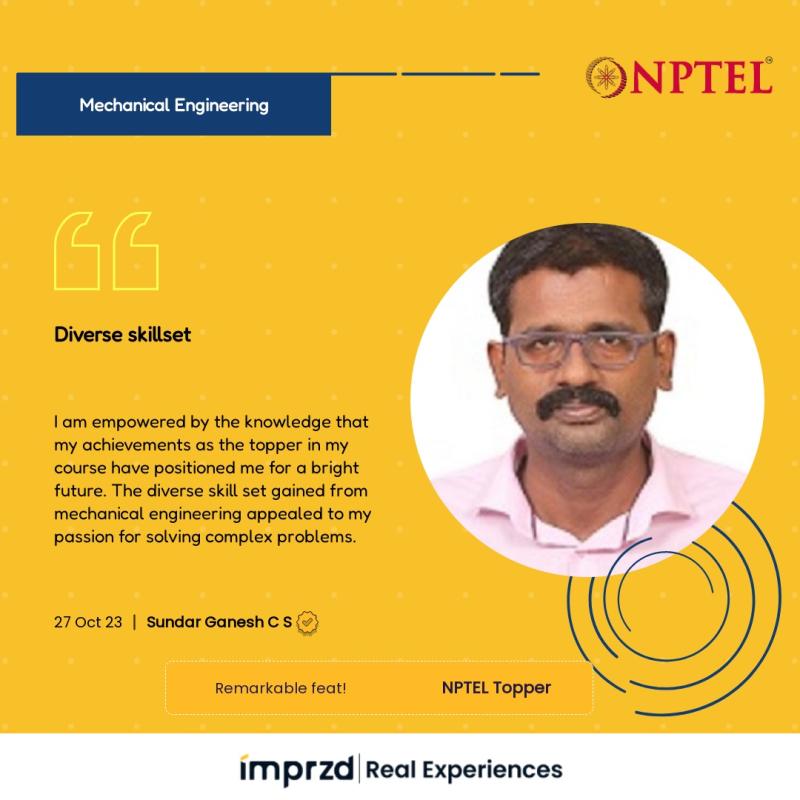 Dr. C.S.SUNDAR GANESH on LinkedIn: NPTEL Dr. C.S.SUNDAR GANESH on LinkedIn: NPTEL