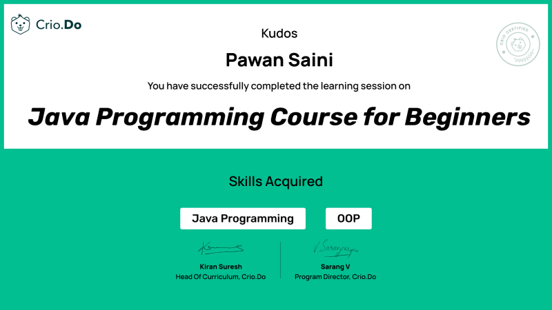 Pawan Saini on LinkedIn: #javaprogramming #learningjourney #criodo # ... Pawan Saini on LinkedIn: #javaprogramming #learningjourney #criodo # ...
