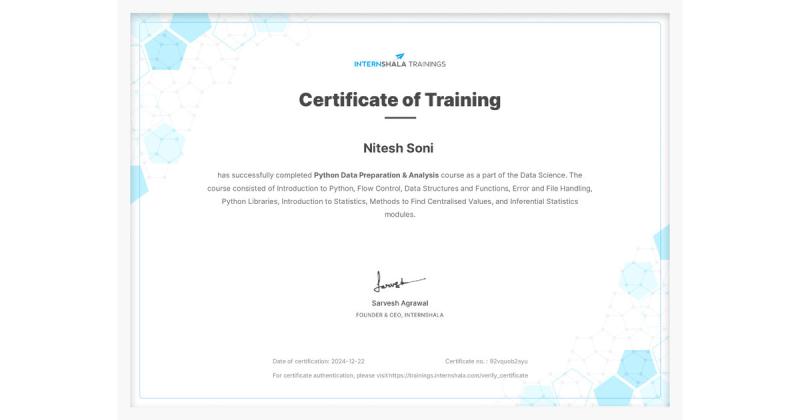 Er. Nitesh Soni on LinkedIn: Successfully completed the Python Data ... Er. Nitesh Soni on LinkedIn: Successfully completed the Python Data ...