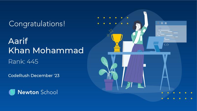 Closed 445th rank in Code Rush December'23 | Aarif Khan Mohammad posted ... Closed 445th rank in Code Rush December'23 | Aarif Khan Mohammad posted ...