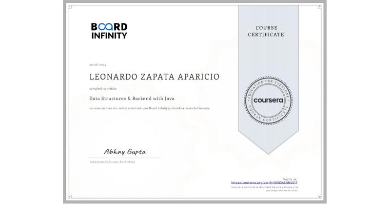 Leonardo Zapata Aparicio on LinkedIn: Completion Certificate for Data ... Leonardo Zapata Aparicio on LinkedIn: Completion Certificate for Data ...