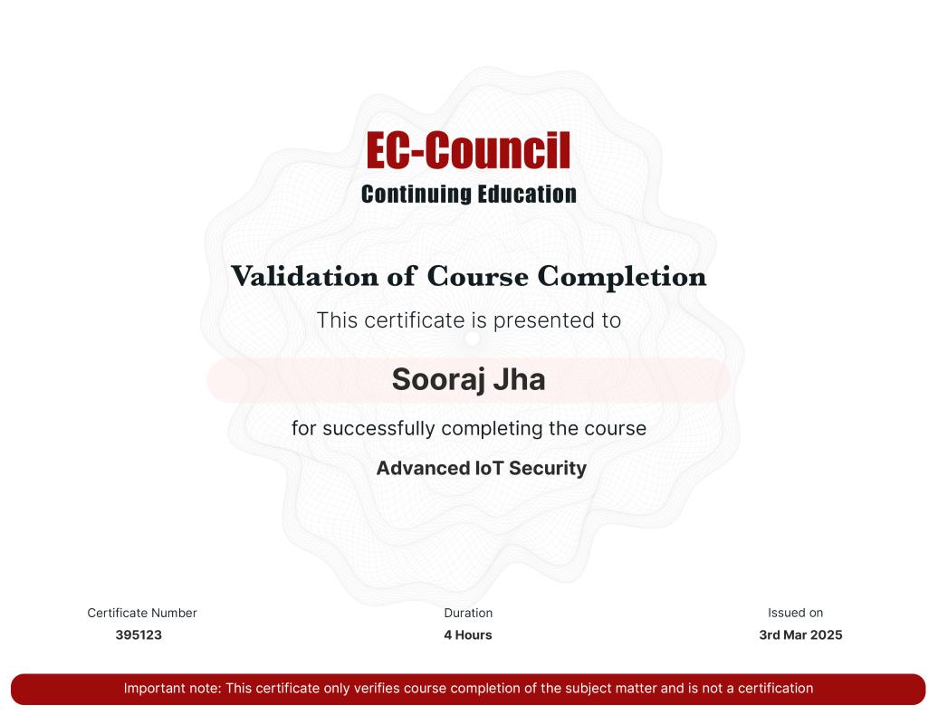 Advanced IoT Security | Sooraj Jha Advanced IoT Security | Sooraj Jha