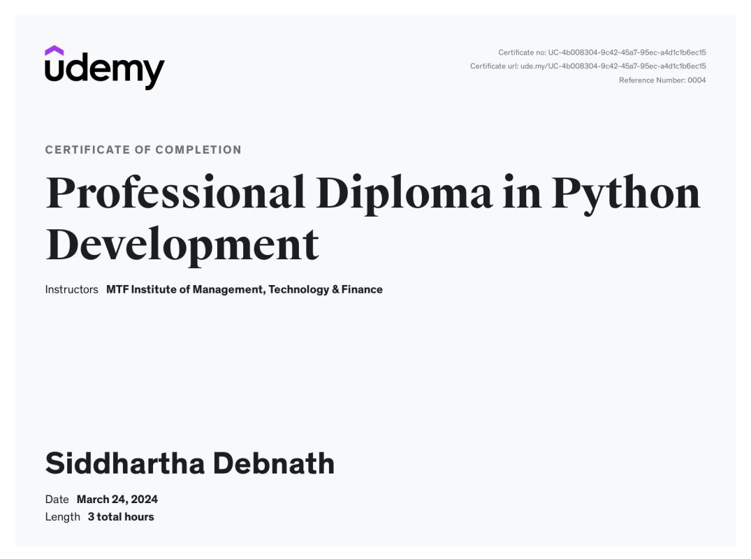 Siddhartha Debnath on LinkedIn: Udemy Course Completion Certificate Siddhartha Debnath on LinkedIn: Udemy Course Completion Certificate