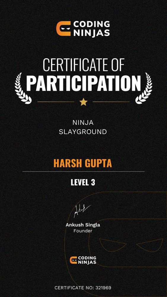 Harsh Gupta on LinkedIn: Codingninjas | Participation Harsh Gupta on LinkedIn: Codingninjas | Participation