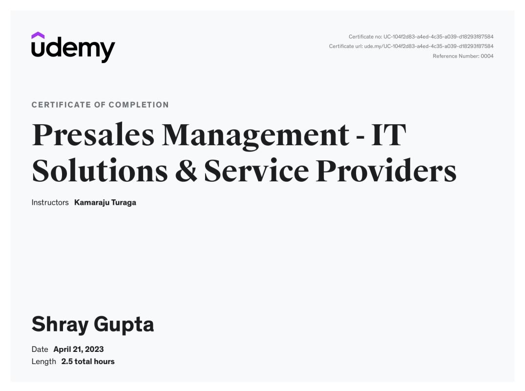 Shray Gupta on LinkedIn: Udemy Course Completion Certificate Shray Gupta on LinkedIn: Udemy Course Completion Certificate