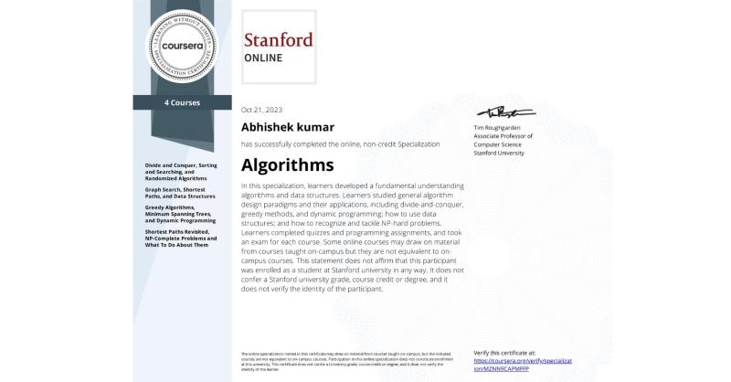 Completed a series of algorithms and data structures courses | Abhishek ... Completed a series of algorithms and data structures courses | Abhishek ...