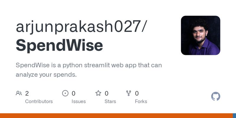 Arjun Prakash on LinkedIn: GitHub - arjunprakash027/SpendWise ... Arjun Prakash on LinkedIn: GitHub - arjunprakash027/SpendWise ...