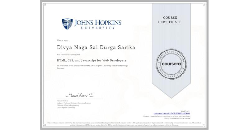Divya Naga Sai Durga Sarika on LinkedIn: Completion Certificate for ... Divya Naga Sai Durga Sarika on LinkedIn: Completion Certificate for ...