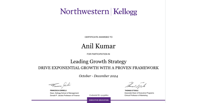 Leading Growth Strategy • Anil Kumar • I received my certificate from ... Leading Growth Strategy • Anil Kumar • I received my certificate from ...
