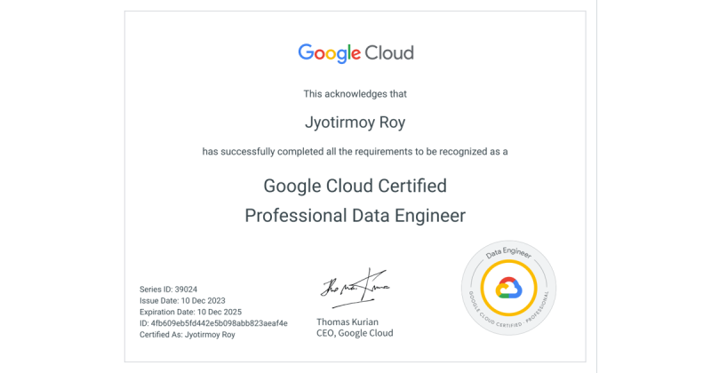 Jyotirmoy Roy on LinkedIn: Professional Data Engineer • Jyotirmoy Roy ... Jyotirmoy Roy on LinkedIn: Professional Data Engineer • Jyotirmoy Roy ...