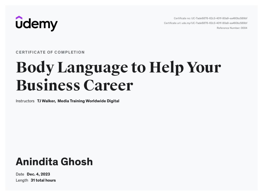 Anindita Ghosh on LinkedIn: Udemy Course Completion Certificate Anindita Ghosh on LinkedIn: Udemy Course Completion Certificate