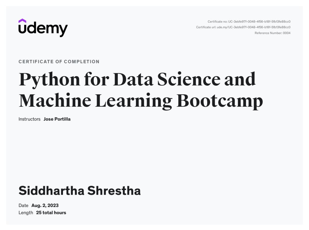 Siddhartha Shrestha on LinkedIn: Udemy Course Completion Certificate Siddhartha Shrestha on LinkedIn: Udemy Course Completion Certificate